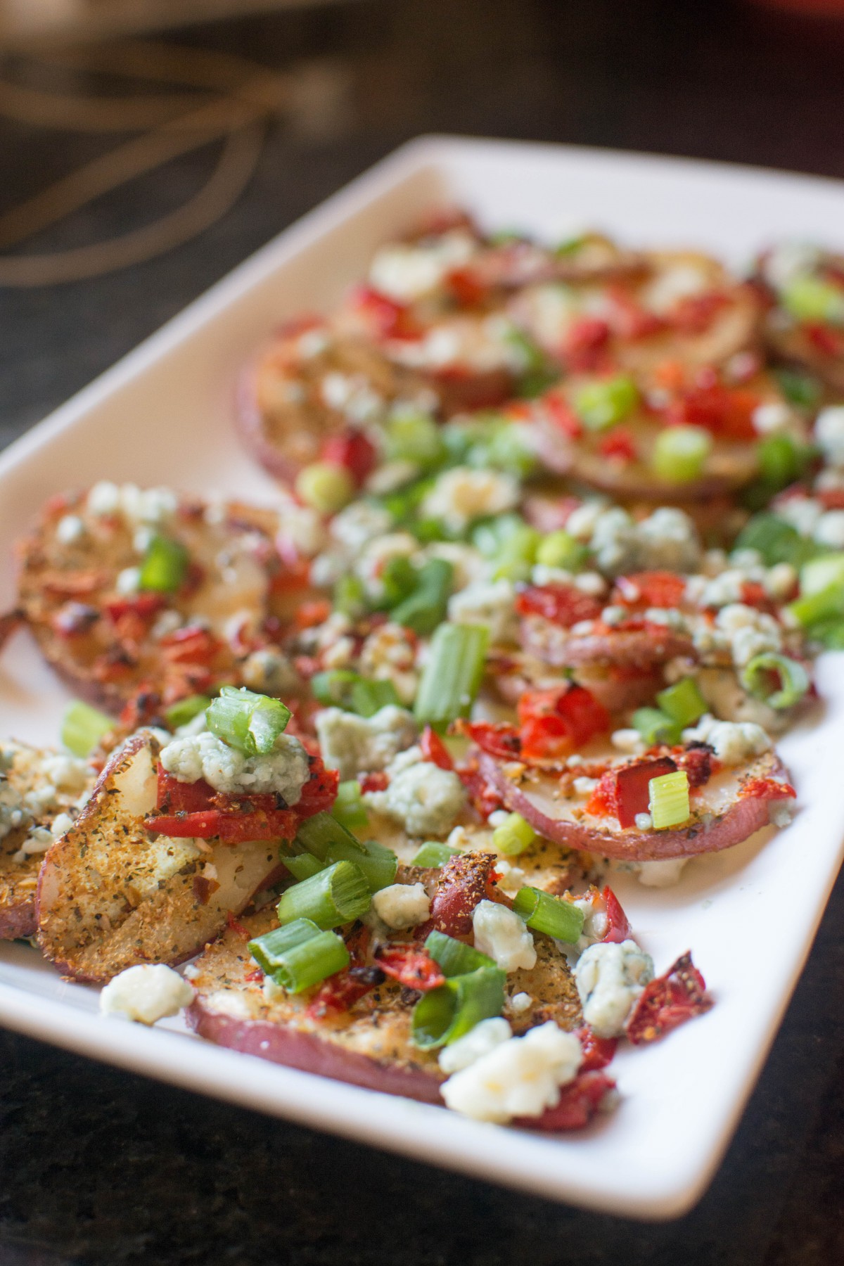 Roasted Red Potato Nachos with Blue Cheese - Stirlist